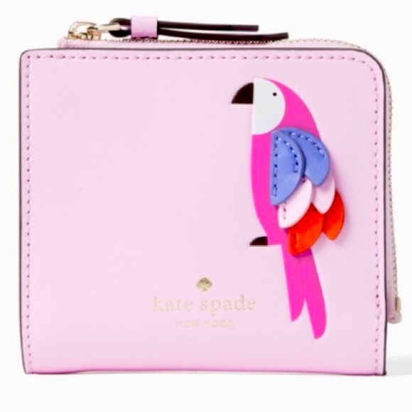 kate spade | Bags | Kate Spade Nwot Flock Party Parrot Bifold Leather ...